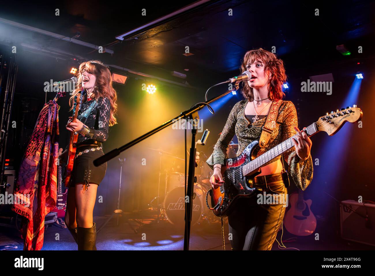 Leeds, UK. 4th May, 2024. Irish rock duo Dea Matrona, Orlaith Forsythe ...