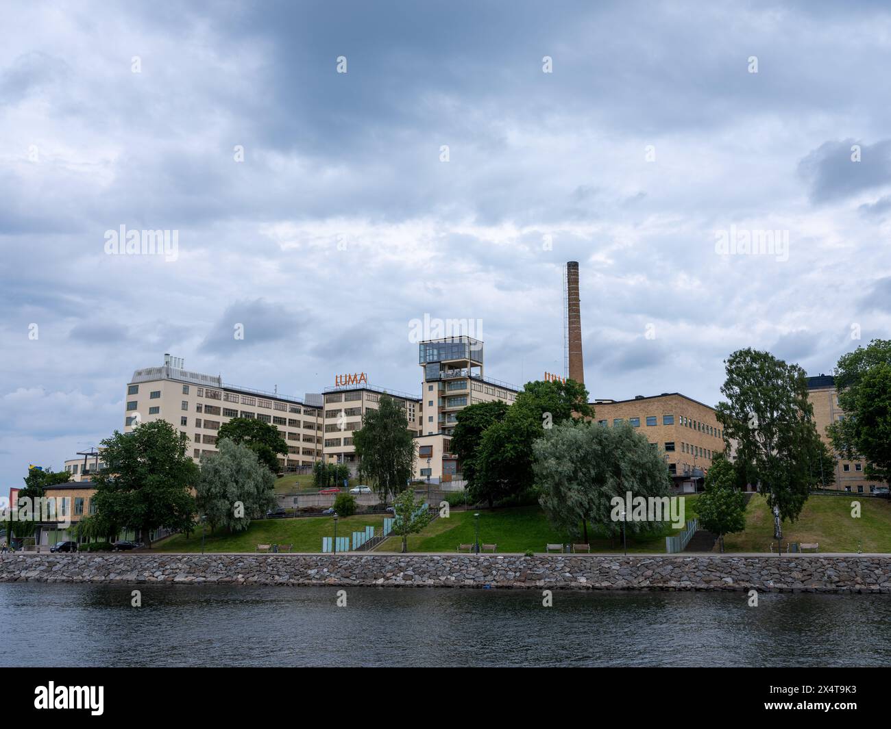 Stockholm, Sweden - June 30 2021: Factory buildings near waterfront ...