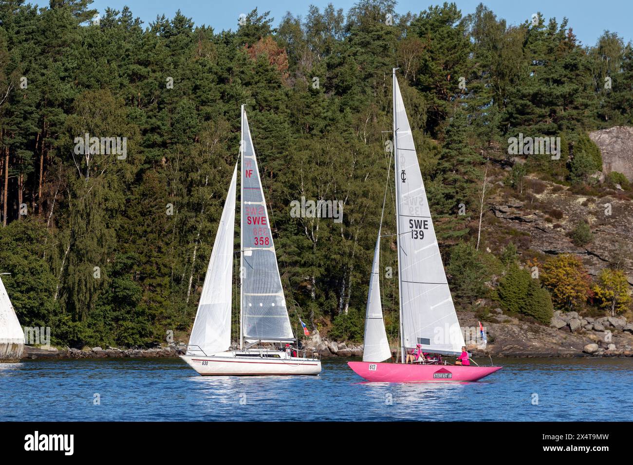 Stenungsund, Sweden - August 21 2021: Sailboats during a sail race at ...