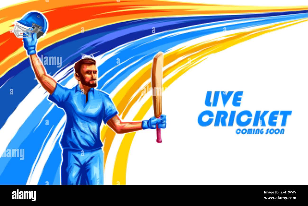 illustration of batsman player playing cricket championship on sports ...
