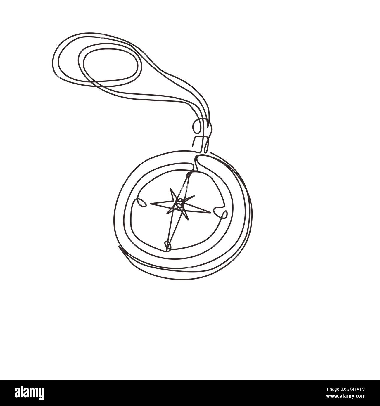 Single continuous line drawing hiking compass icon symbol. Camping ...