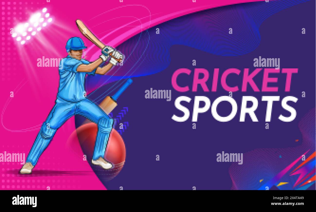 illustration of batsman player playing cricket championship on sports background Stock Vector ...