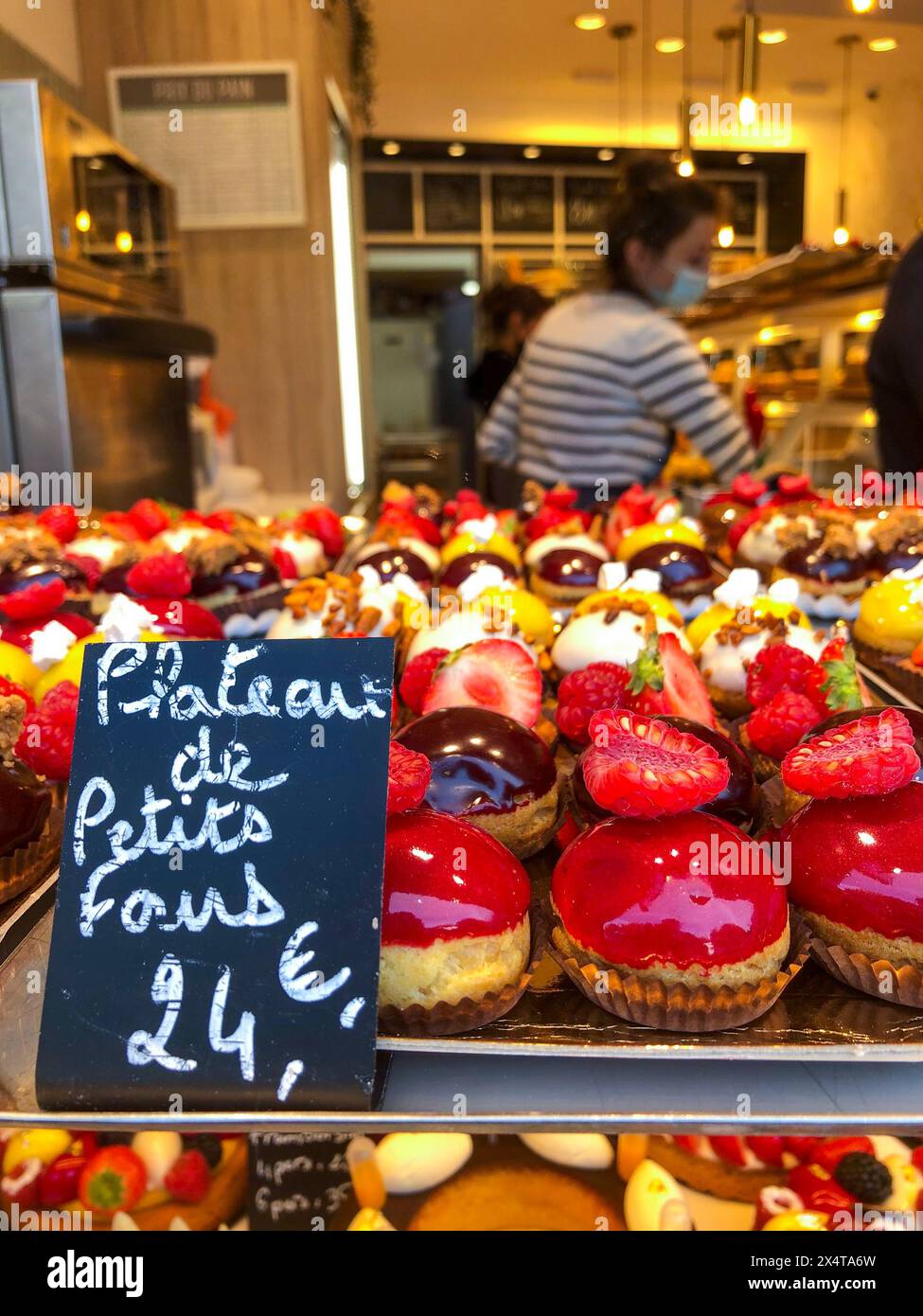 Paris, France, Close up, Desserts on Display, French Boulangerie Bakery ...