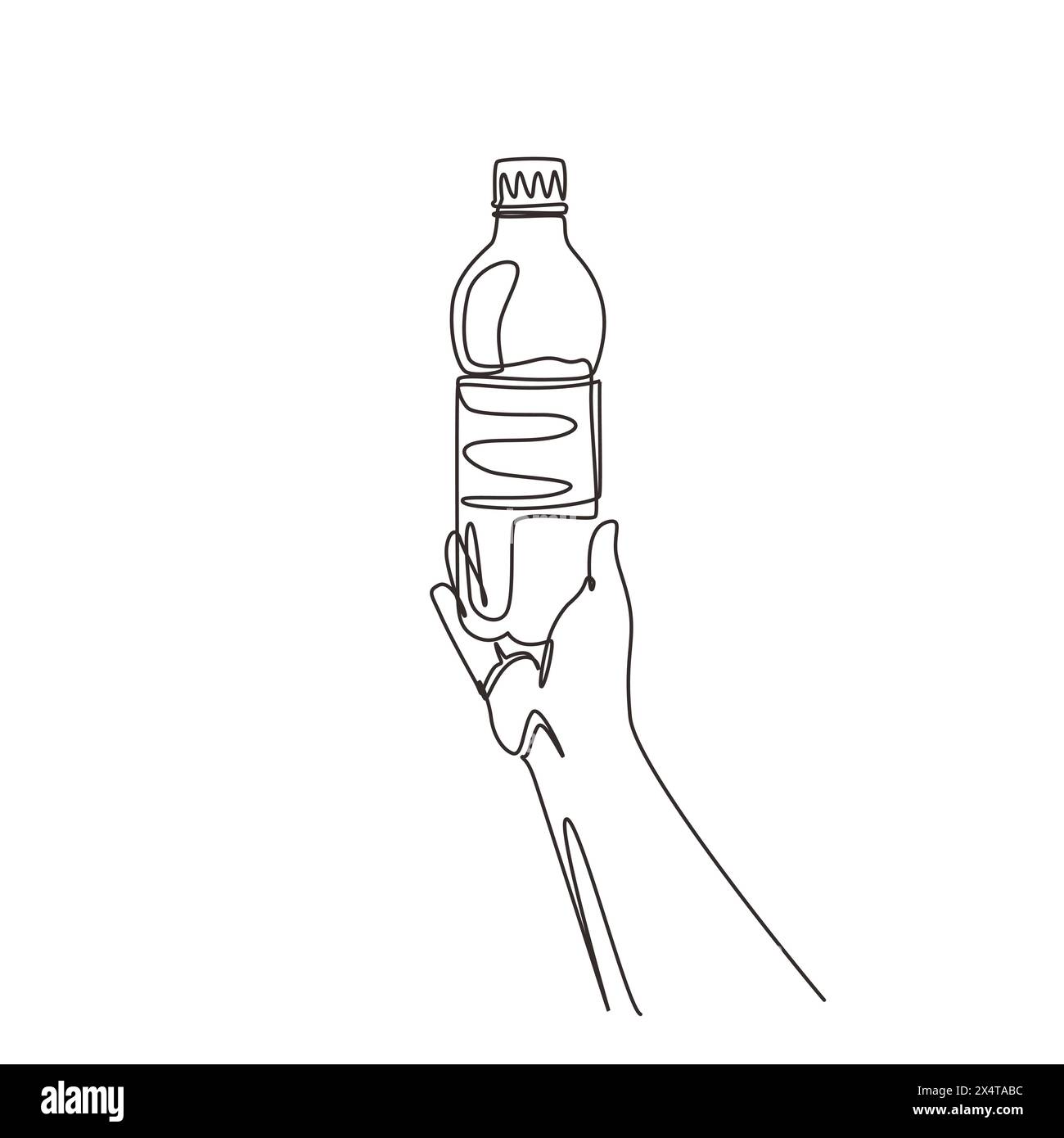 Single continuous line drawing man squeezes in his hand an empty ...