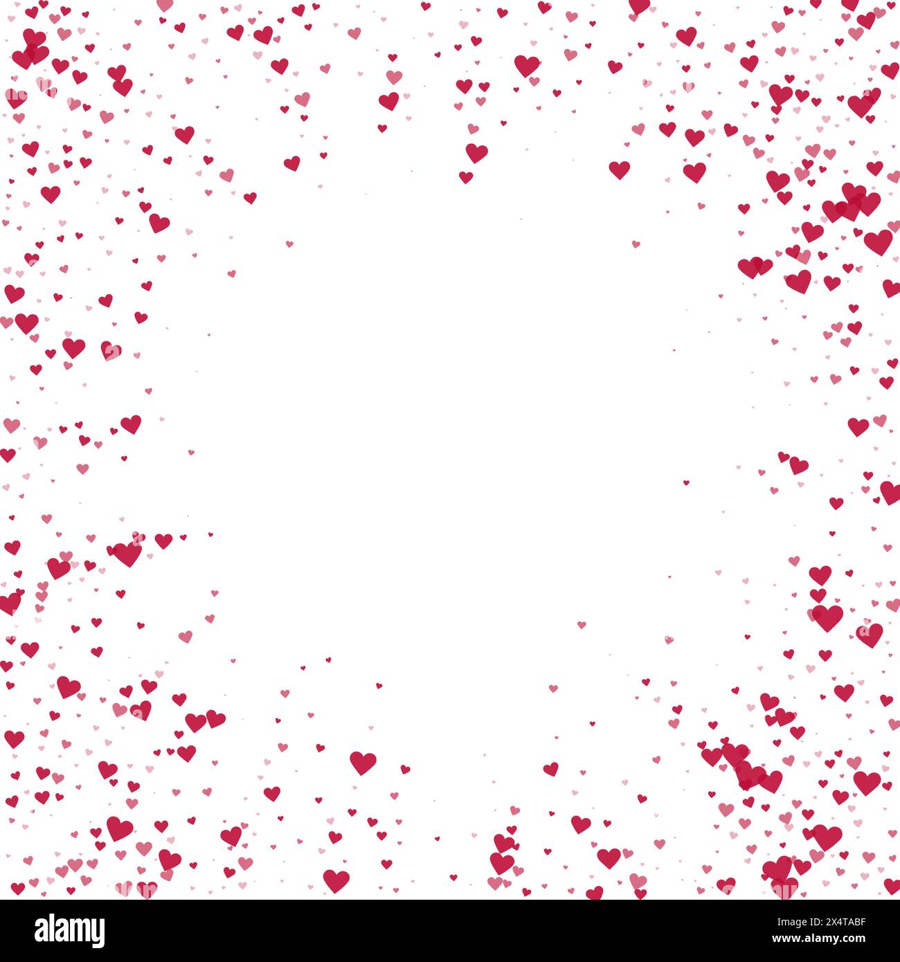 Flying hearts for valentine's day. Red hearts scattered on white ...