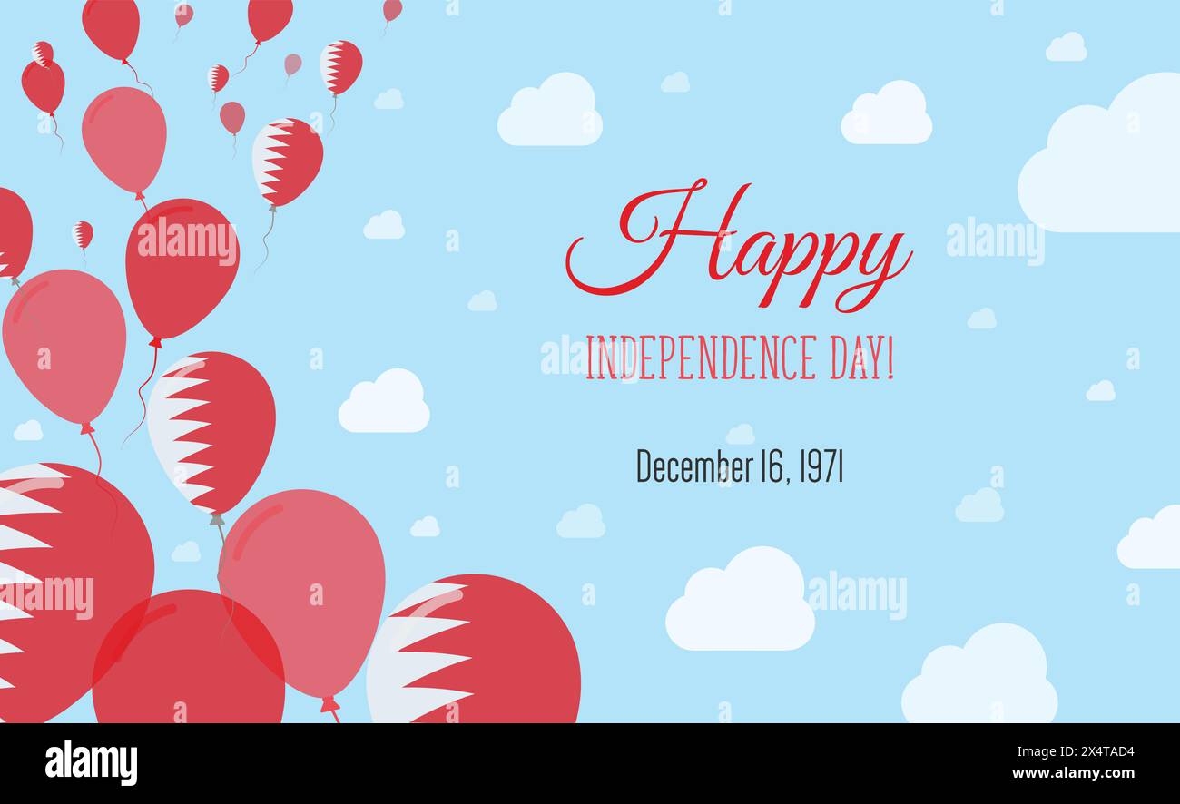 Bahrain Independence Day Sparkling Patriotic Poster. Row of Balloons in ...