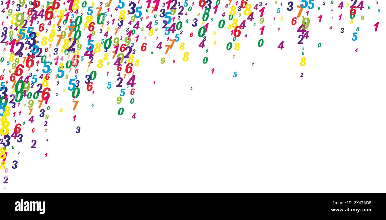 School math notebook cover. Colorful childish numbers floating in the ...