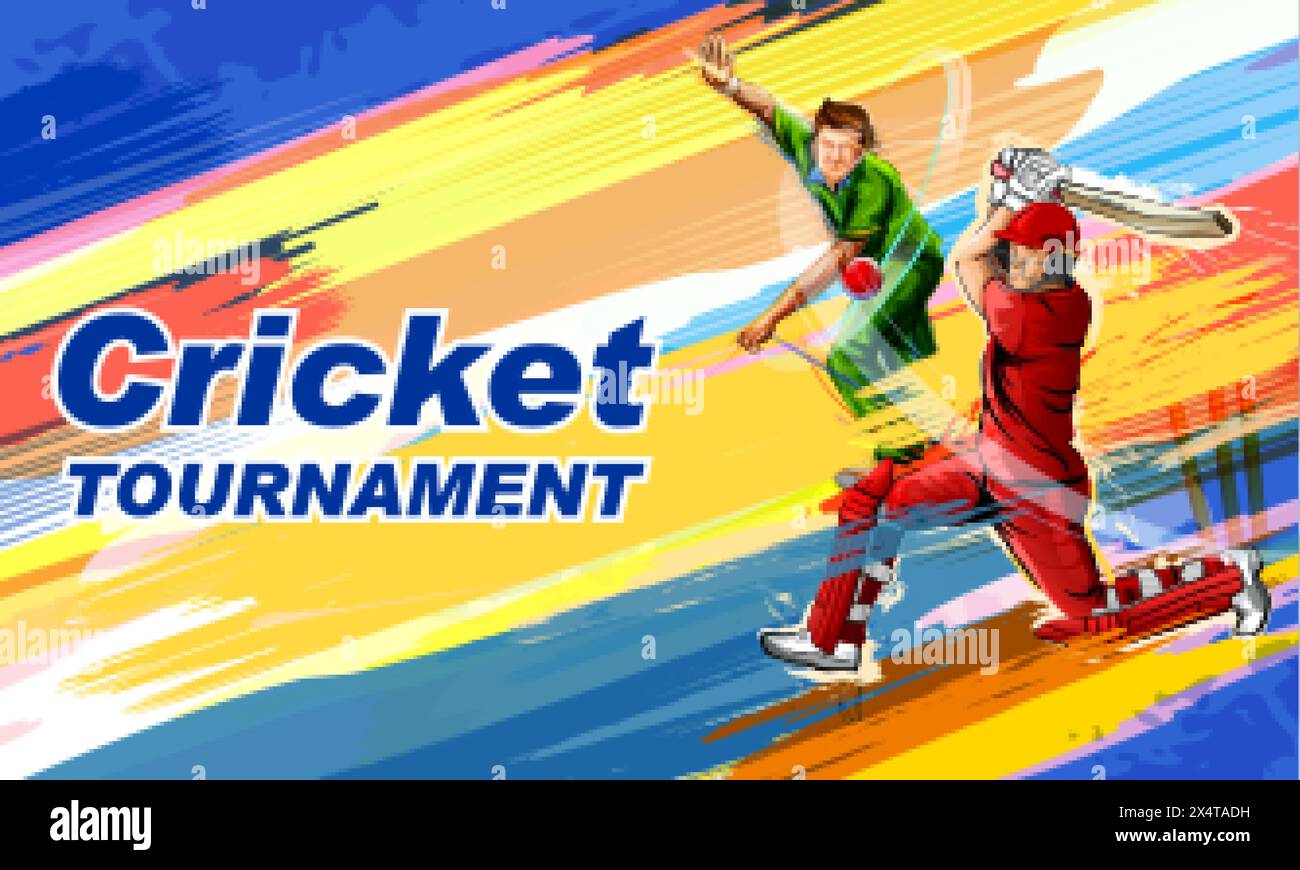 illustration of batsman player playing cricket championship on sports background Stock Vector ...