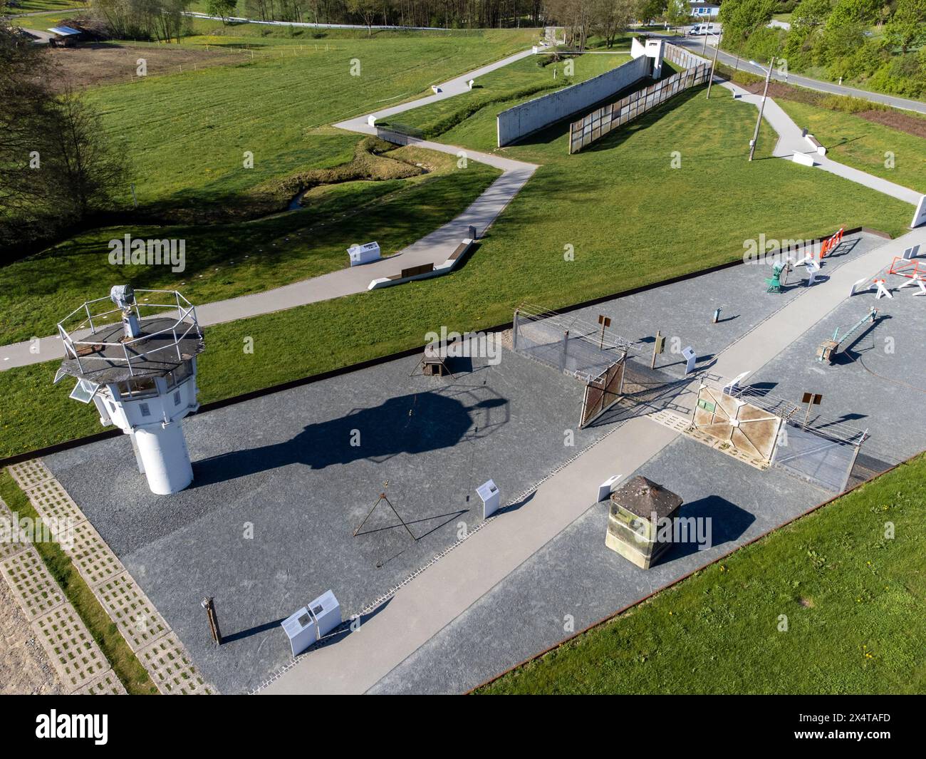 Inner German border near Moedlareuth, Germany, aerial view Stock Photo ...