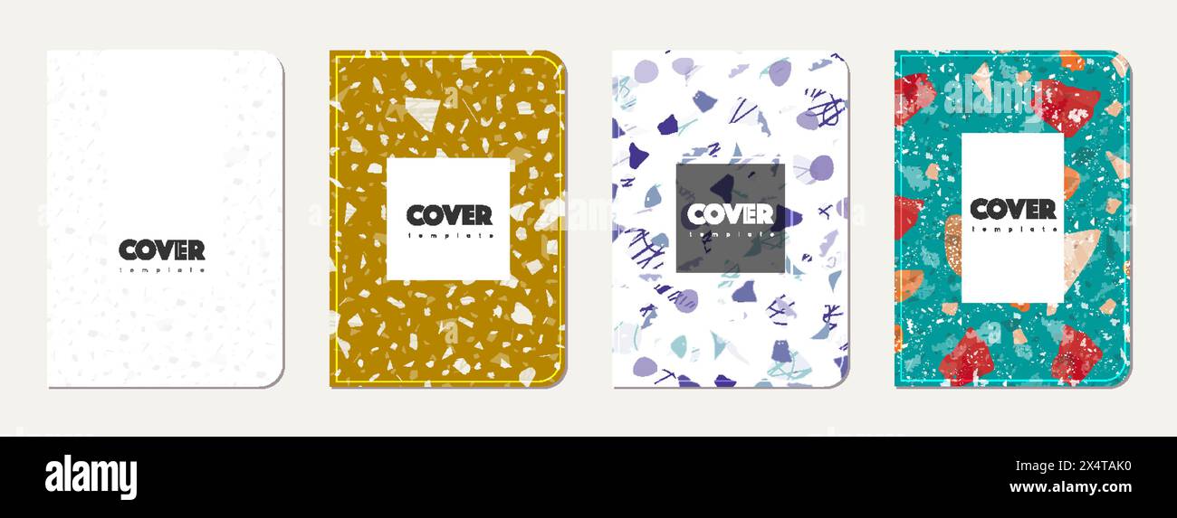 School diary cover design. Terrazzo abstract background made of natural ...