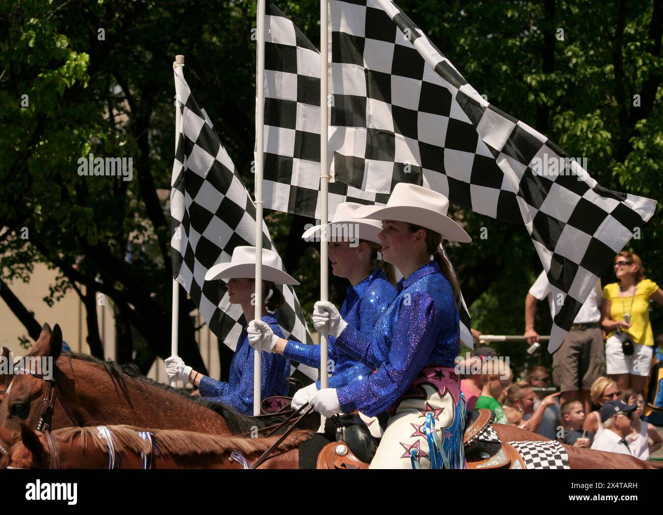 INDIANAPOLIS, IN, USA-MAY 23,2009:Unidentified Cowgirls with checkered ...