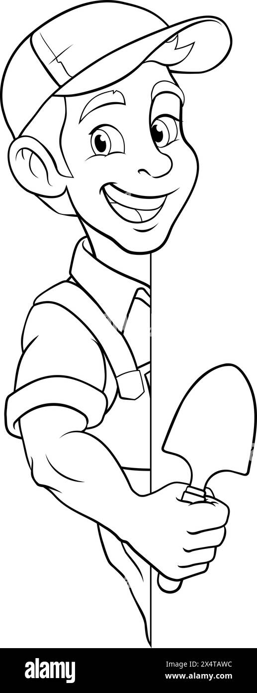 Gardener Cartoon Garden Tool Man Farmer Mascot Stock Vector Image & Art ...