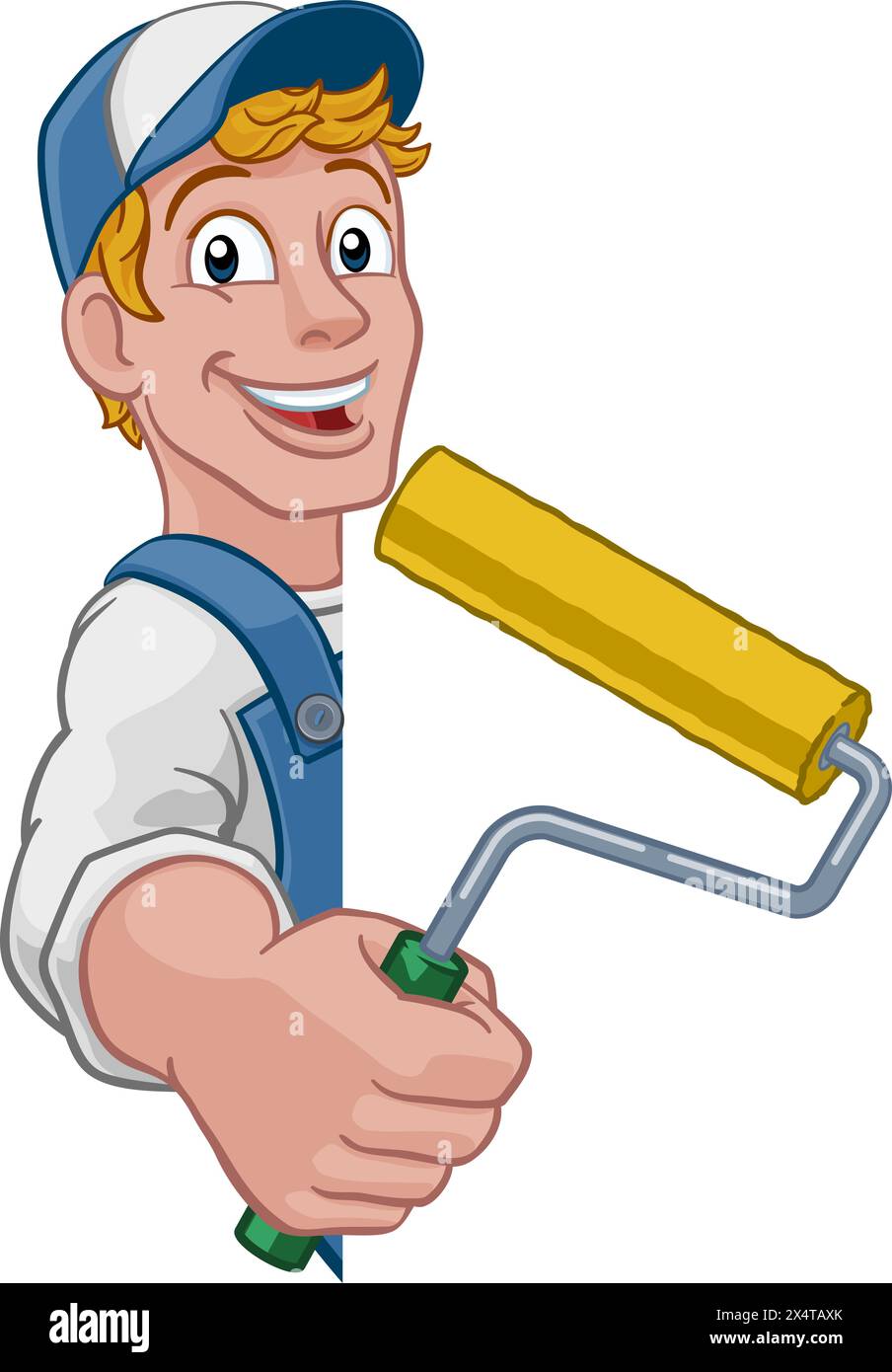 Painter Decorator Paint Roller Cartoon Handy Man Stock Vector Image ...