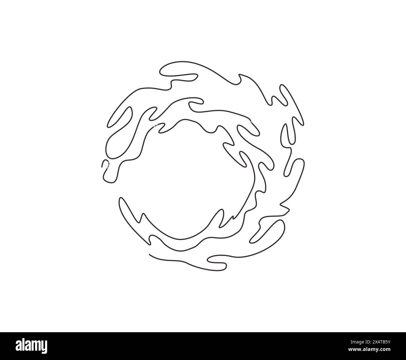 Single continuous line drawing circle made of water splashes. Ring ...