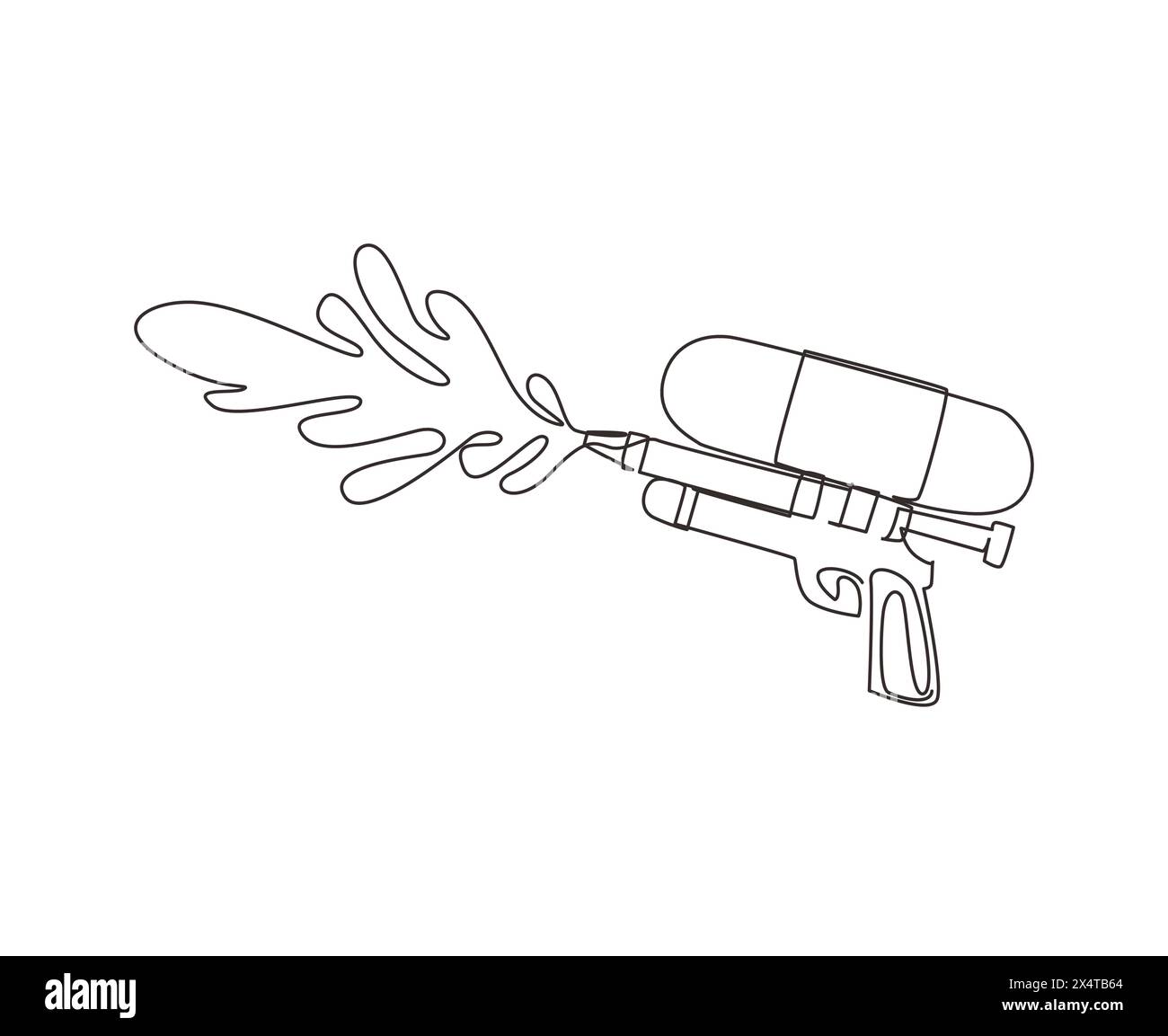Single one line drawing water gun splashed water for Songkran or Water ...