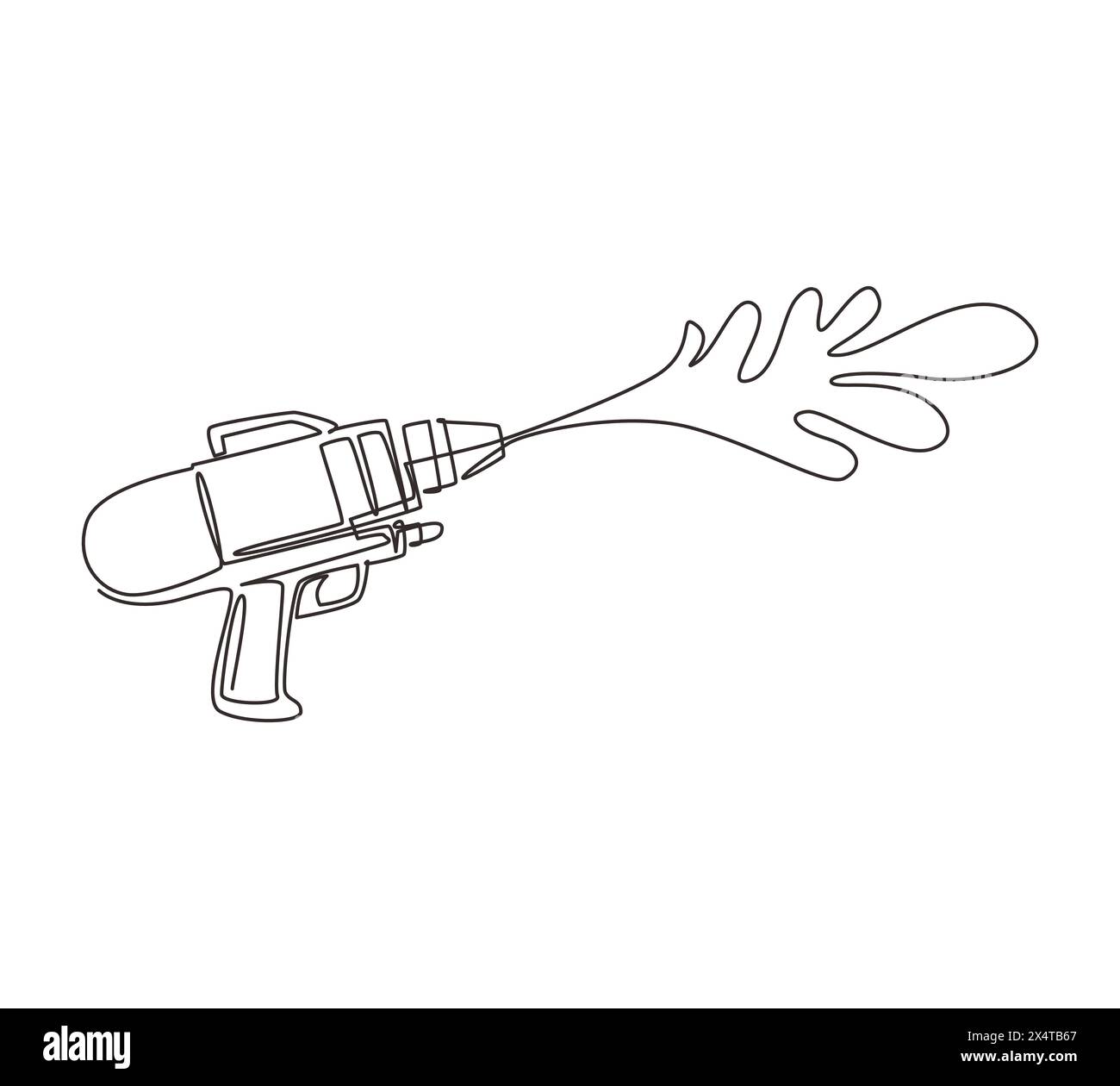 Single continuous line drawing water gun for Songkran festival in ...