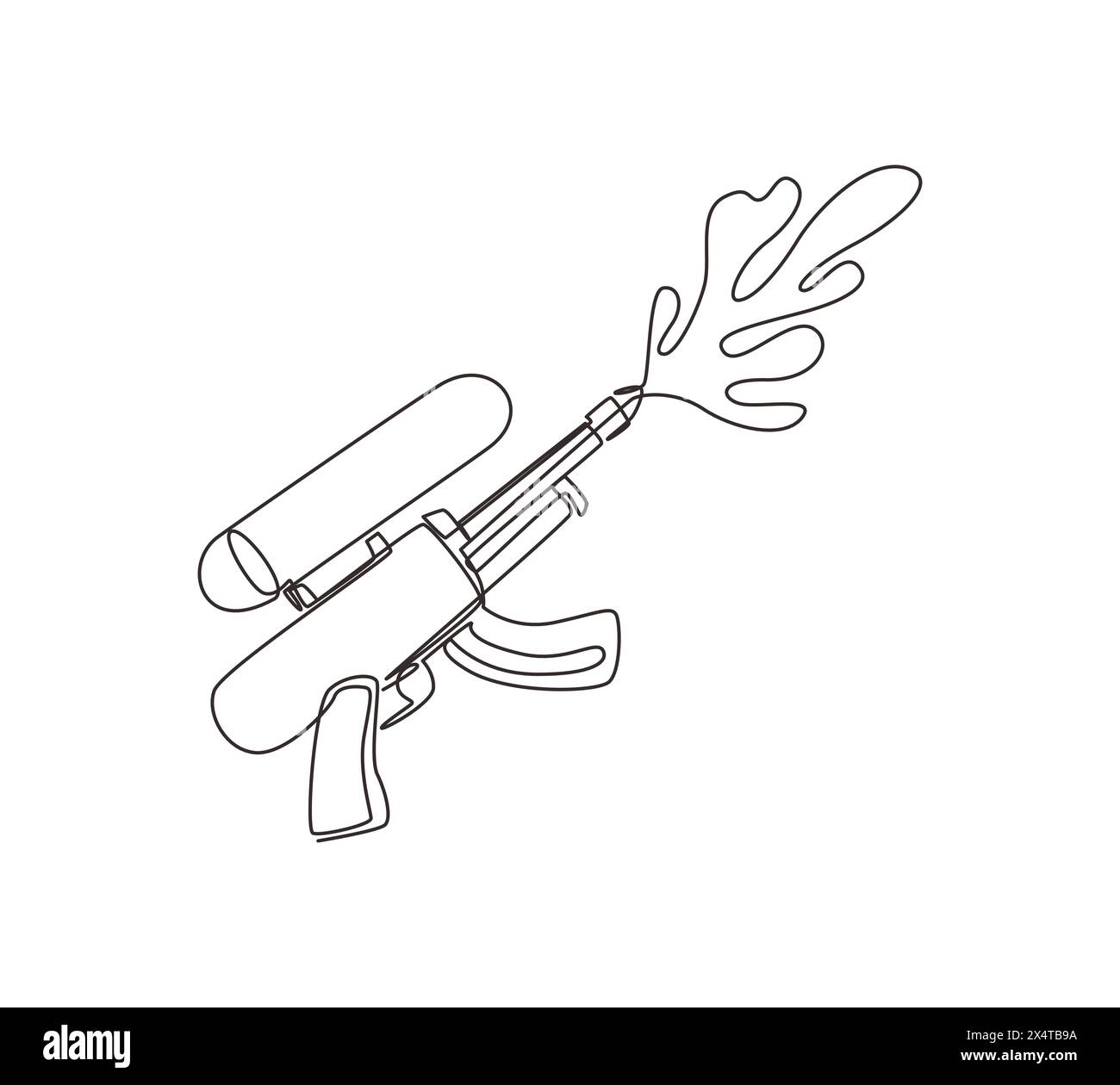 Single one line drawing water gun illustration. Plastic summer toy. Toy ...