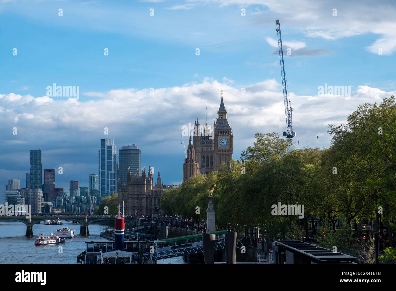 View of London Eye and the River Thames, on the Embankment Bridge Stock ...