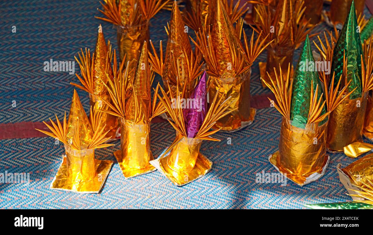 handmade sacrificial offering in cambodia in kampot Stock Photo - Alamy