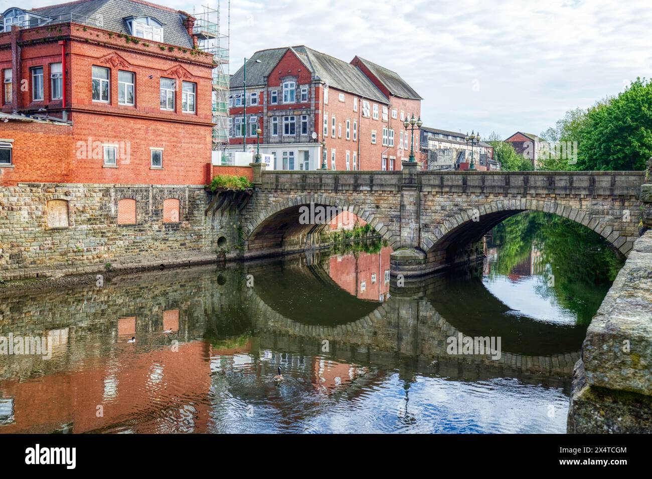 Radcliffe Bridge, River Irwell, Radcliffe, Lancashire, England, United ...
