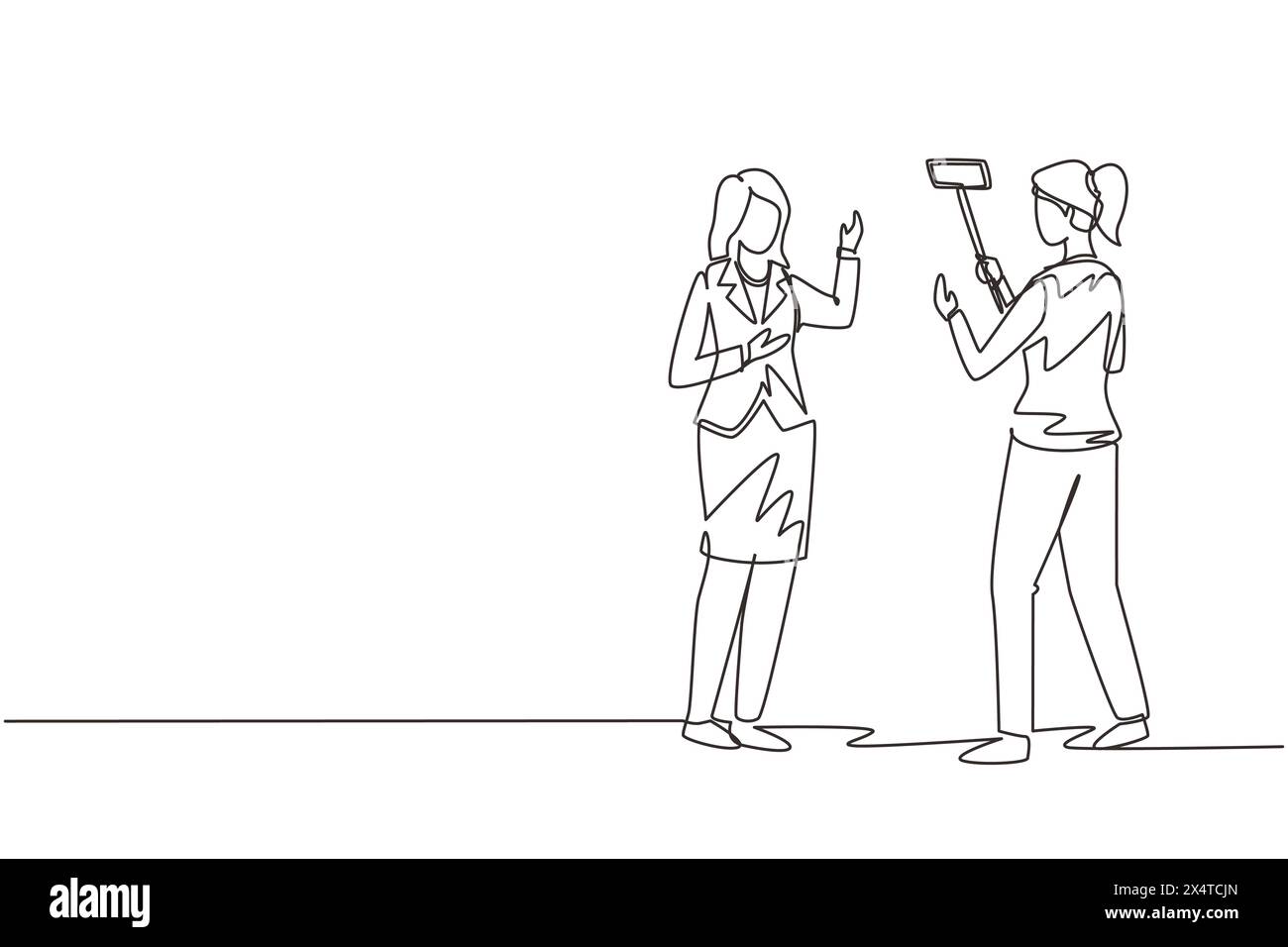 Continuous one line drawing professional shooting team record video ...