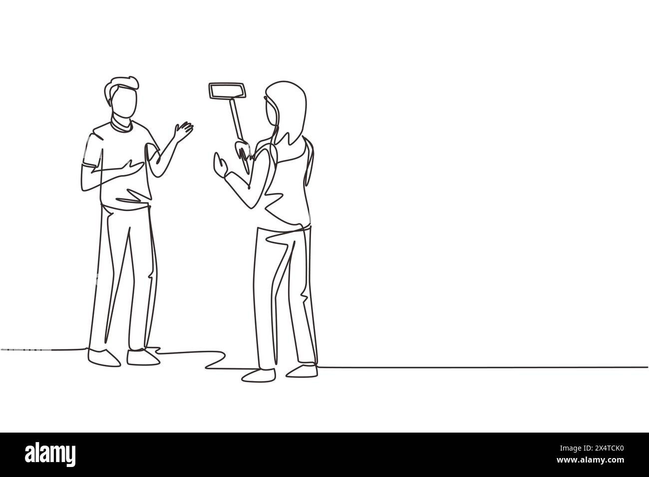 Single continuous line drawing blogging, vlogging, live video streaming ...