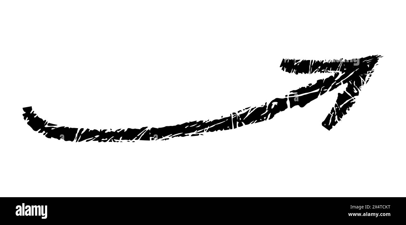 Hand drawn simple arrow drawn with wax crayon, chalk or charcoal ...
