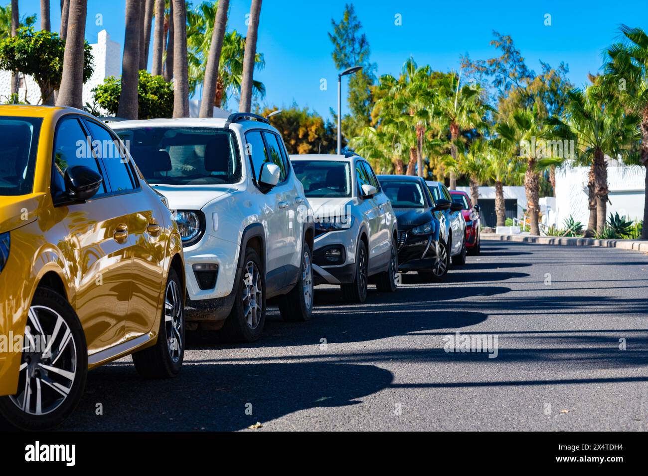 Street parking in Costa Calma touristic resort, Fuerteventura, driving ...
