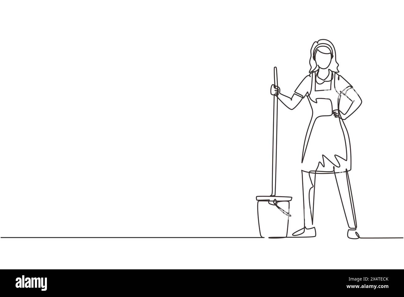 Female janitor mop bucket standing hi-res stock photography and images ...