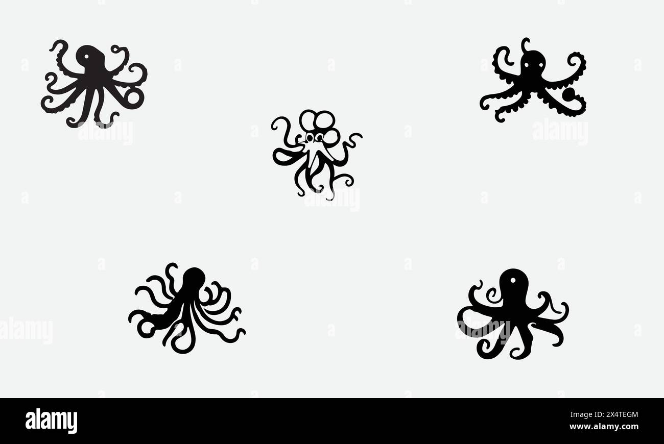 Blue ringed octopus with fish Stock Vector Images - Alamy