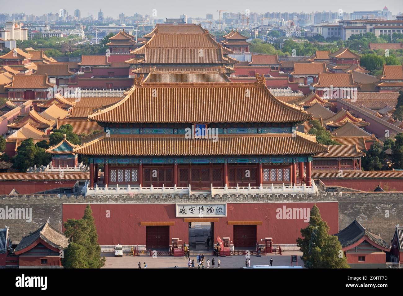 Aerial view of Forbidden City (Palace Museum) and Beijing cityscape ...