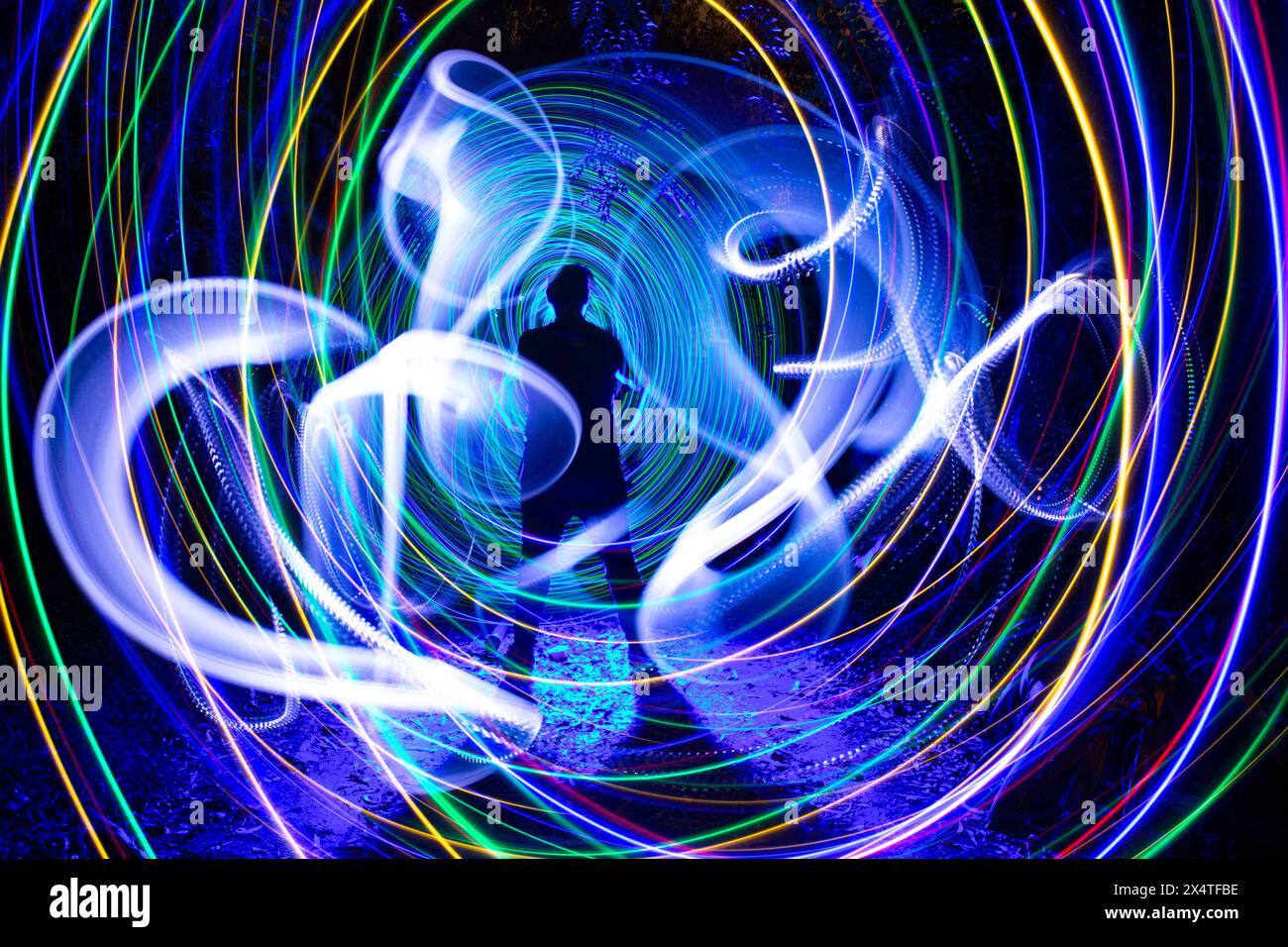 Night photography using lightpainting technique. Luminous effects with ...