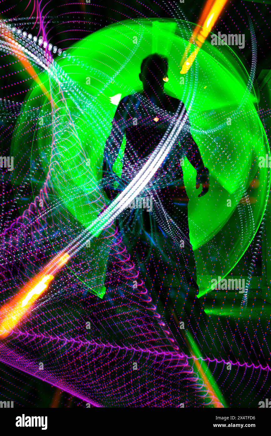 Night photography using lightpainting technique. Luminous effects with ...