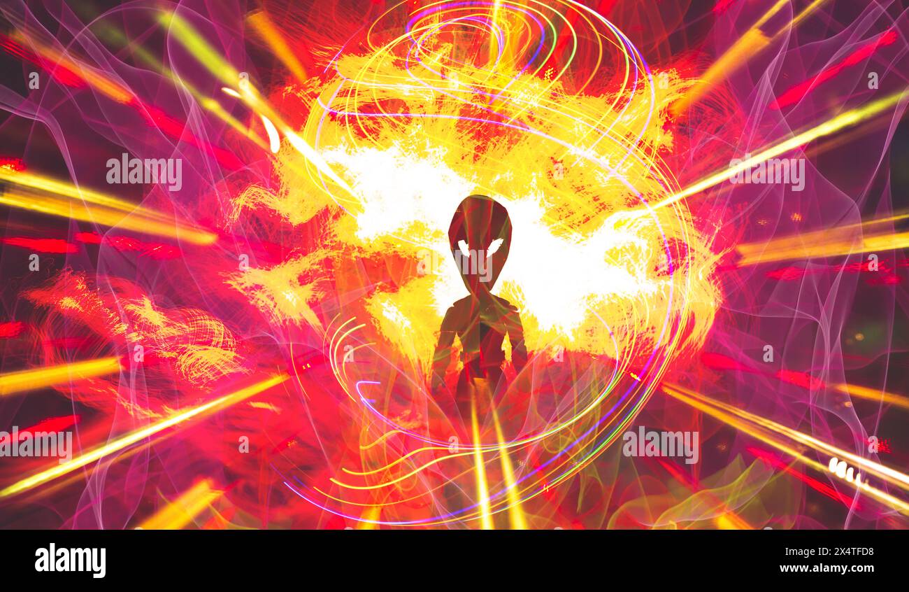 Night photography using lightpainting technique. Luminous effects with ...