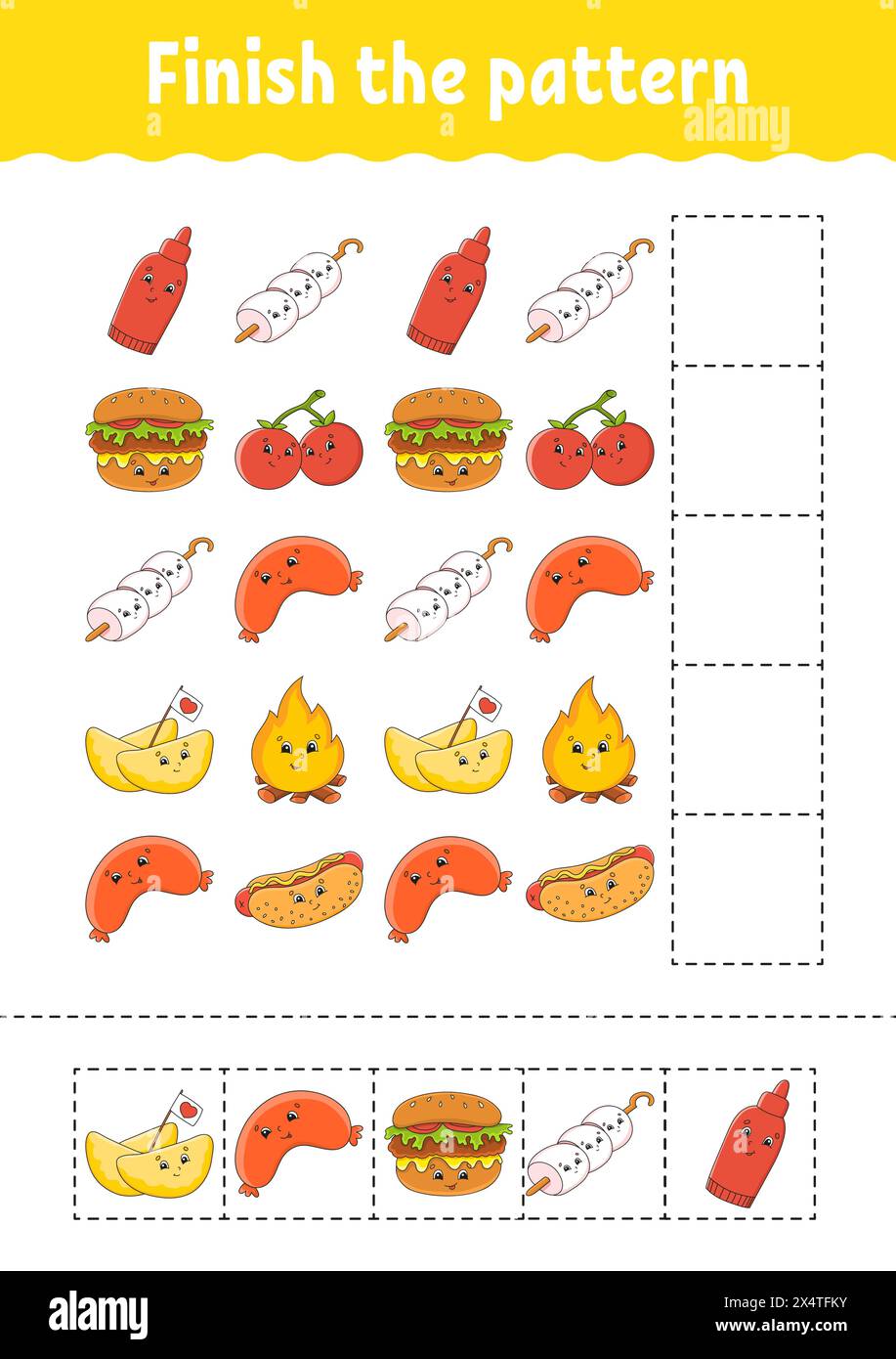 Finish the pattern. Cut and play. Education developing worksheet ...