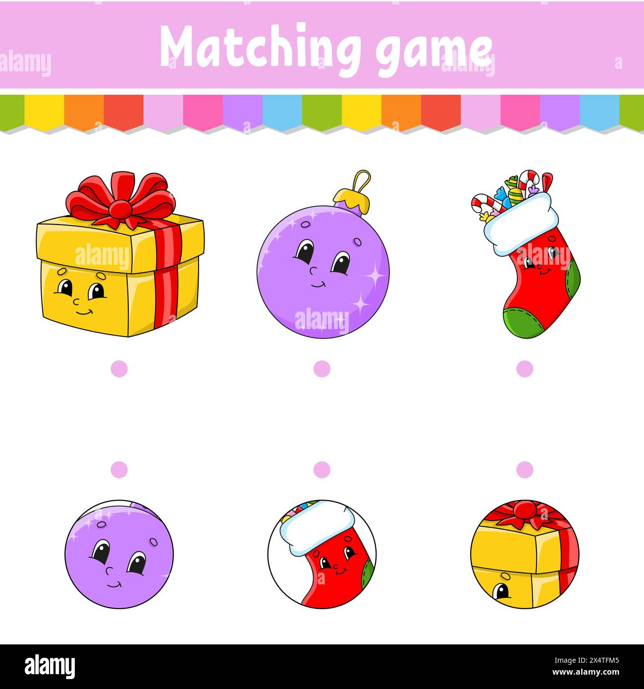 Matching game for kids. Education developing worksheet. Draw a line ...