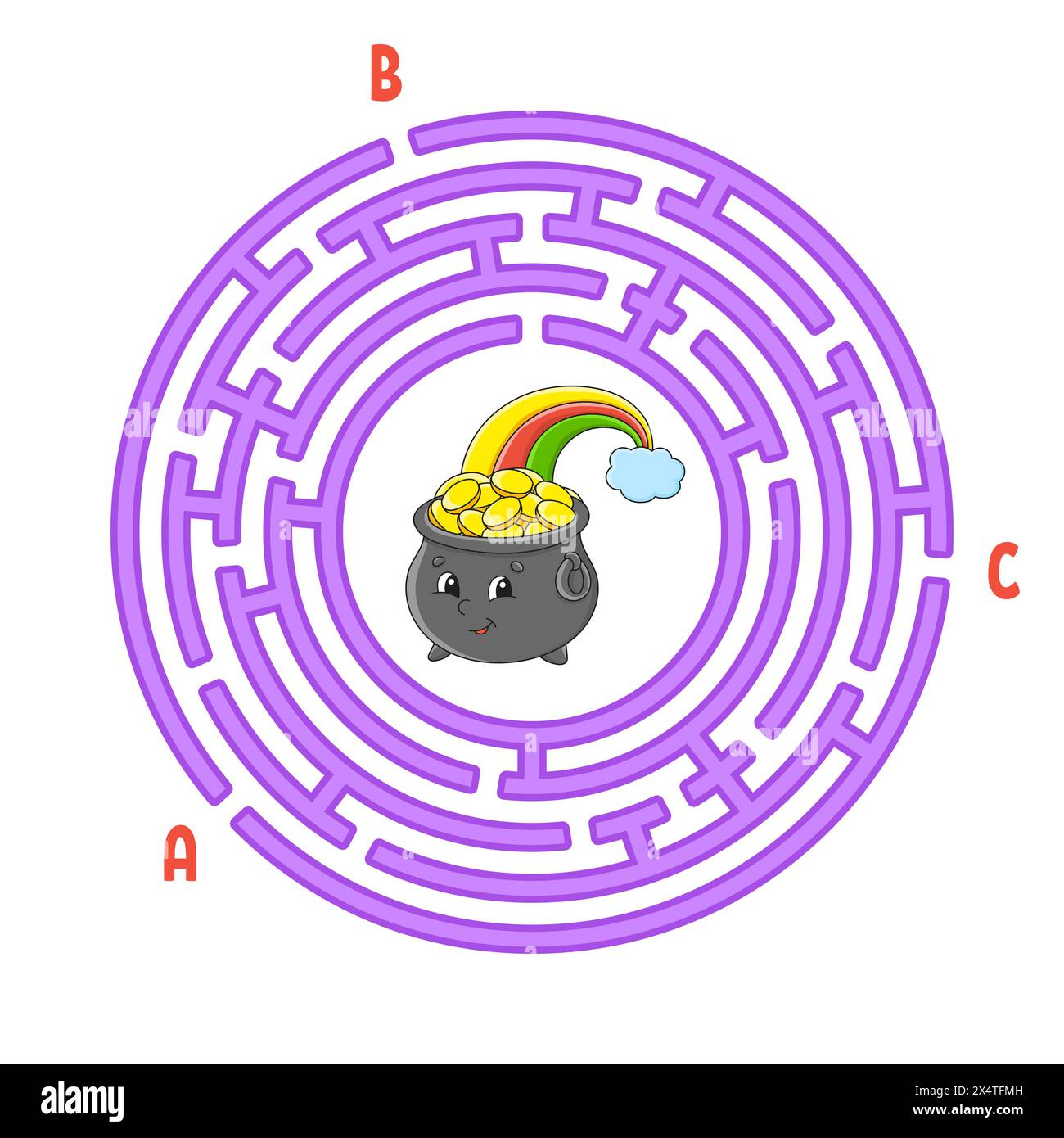 Circle maze. Game for kids. Puzzle for children. Round labyrinth ...