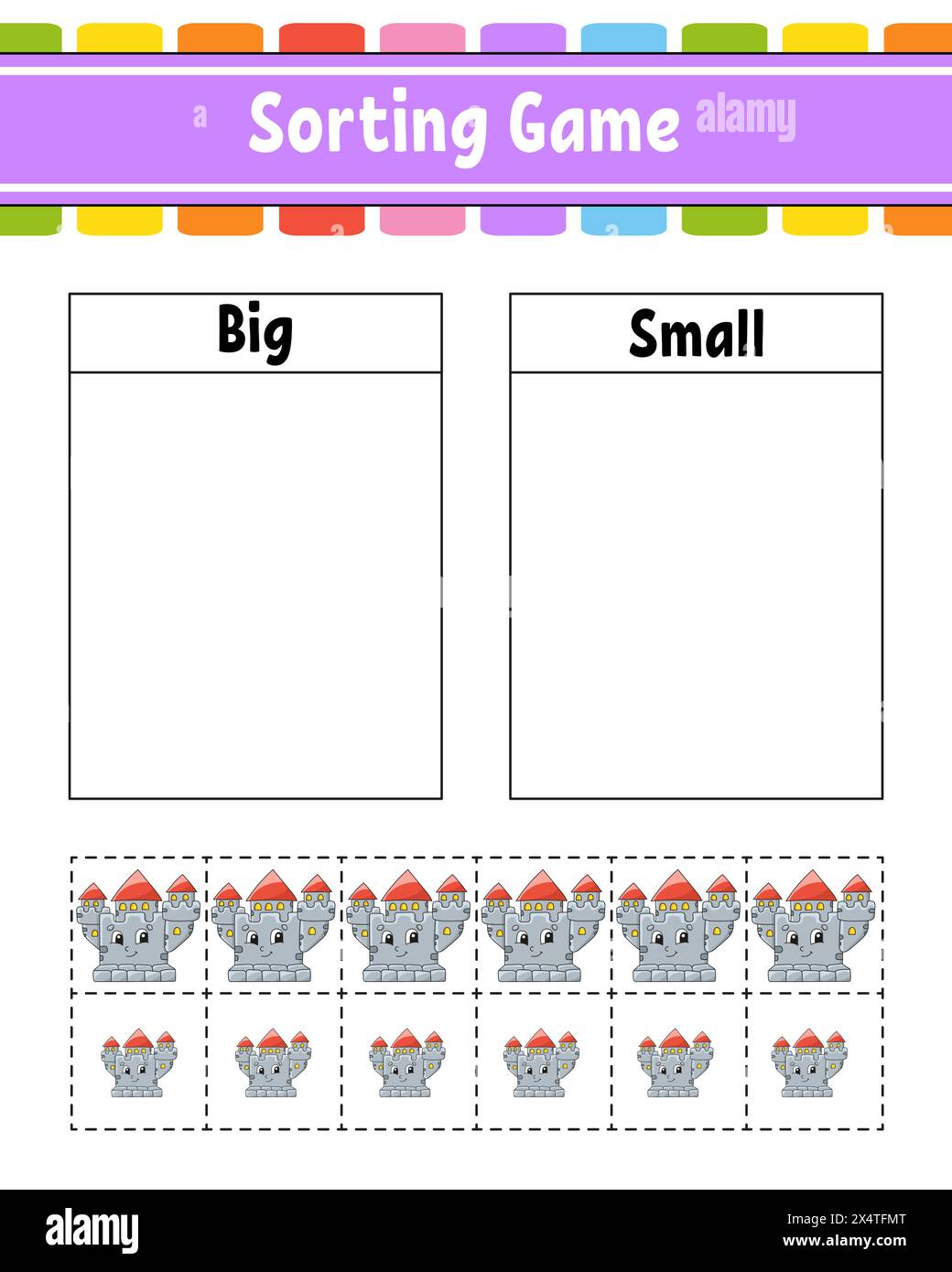 Sorting game for children. Happy characters. Big and small. Education ...