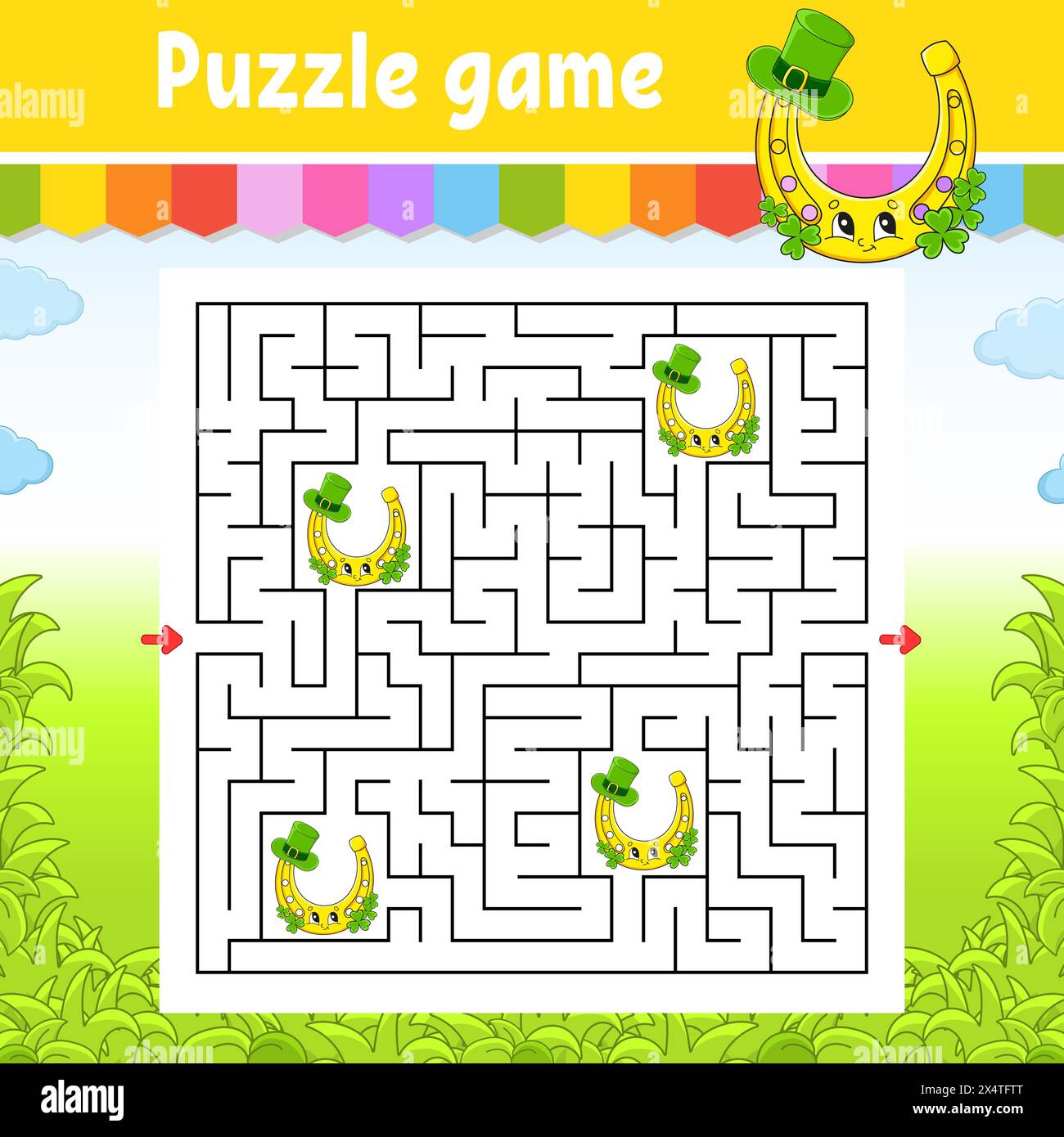 Square maze. Game for kids. Puzzle for children. Labyrinth conundrum ...