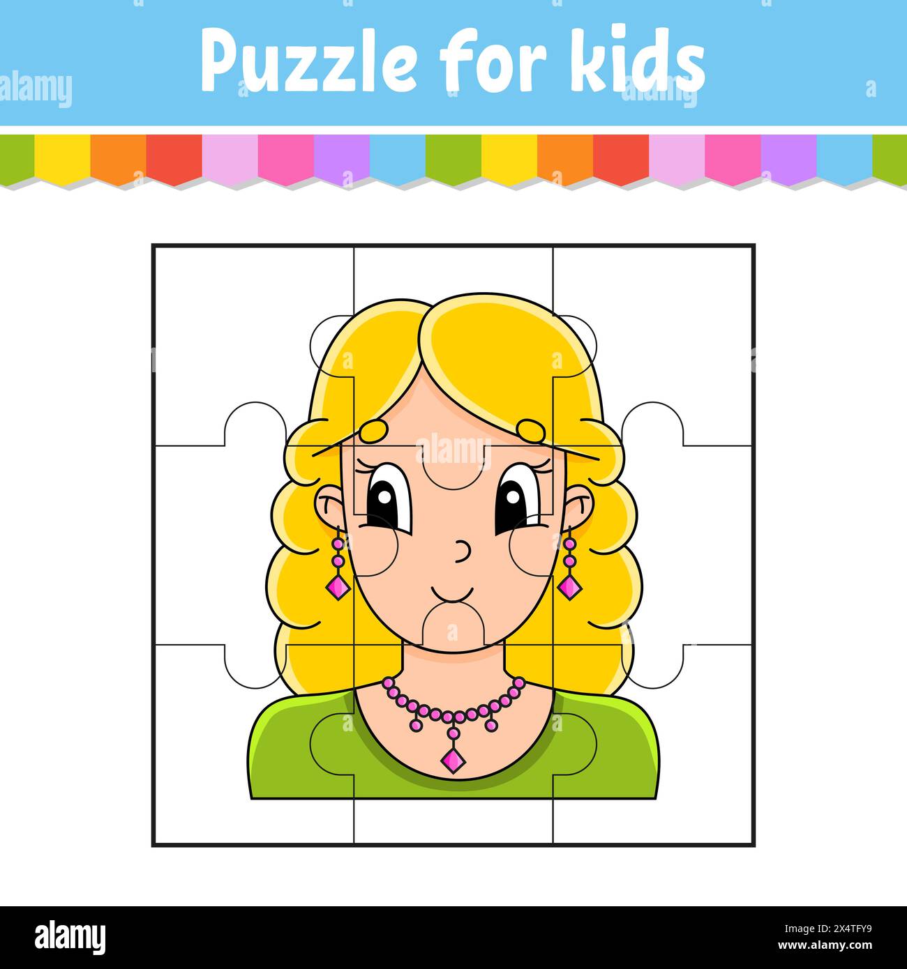 Puzzle game for kids. Jigsaw pieces. Color worksheet. Activity page ...