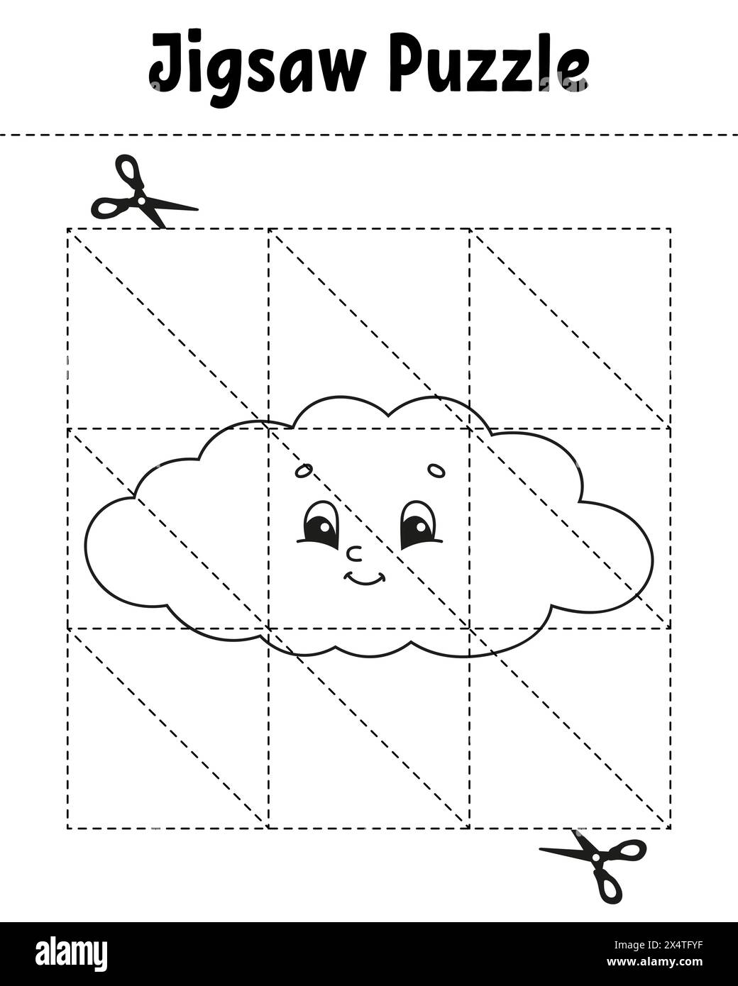 Jigsaw puzzle. Coloring page for kids. Vector illustration Stock Vector ...