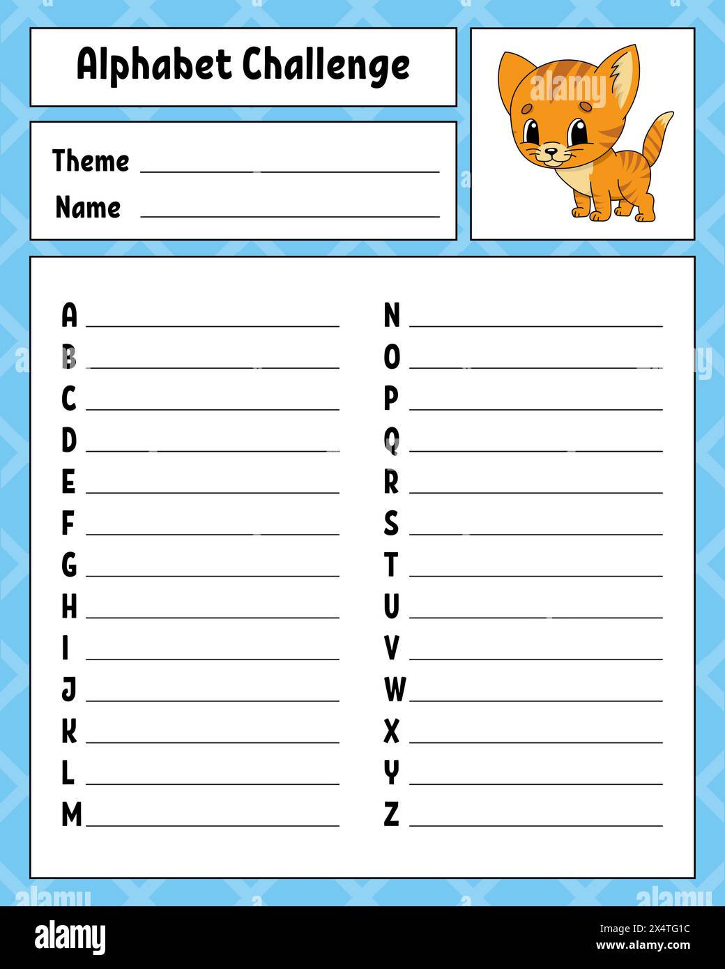 Alphabet challenge. Educational activity worksheet for kids and ...