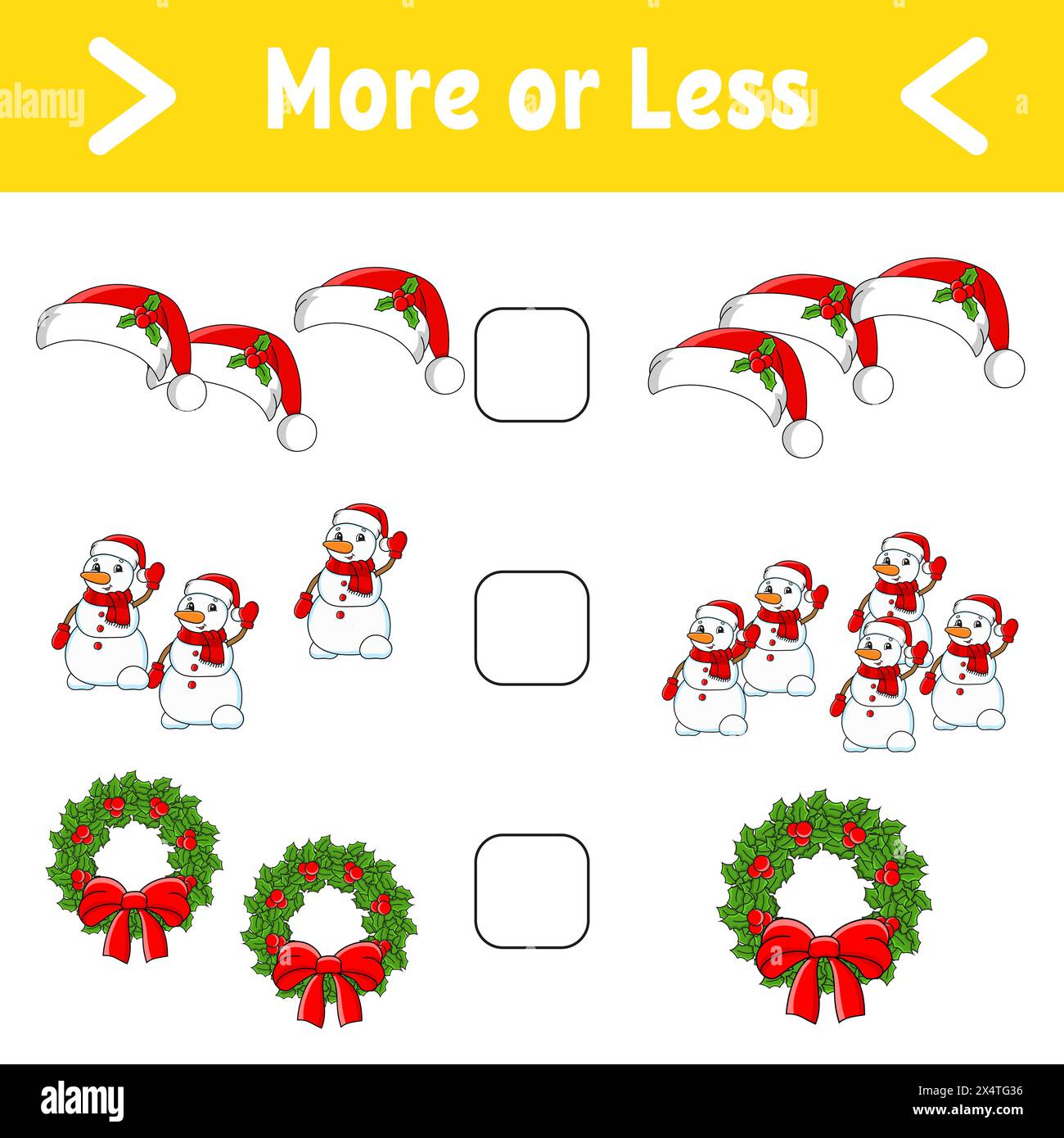 More or less. Educational activity worksheet for kids and toddlers ...