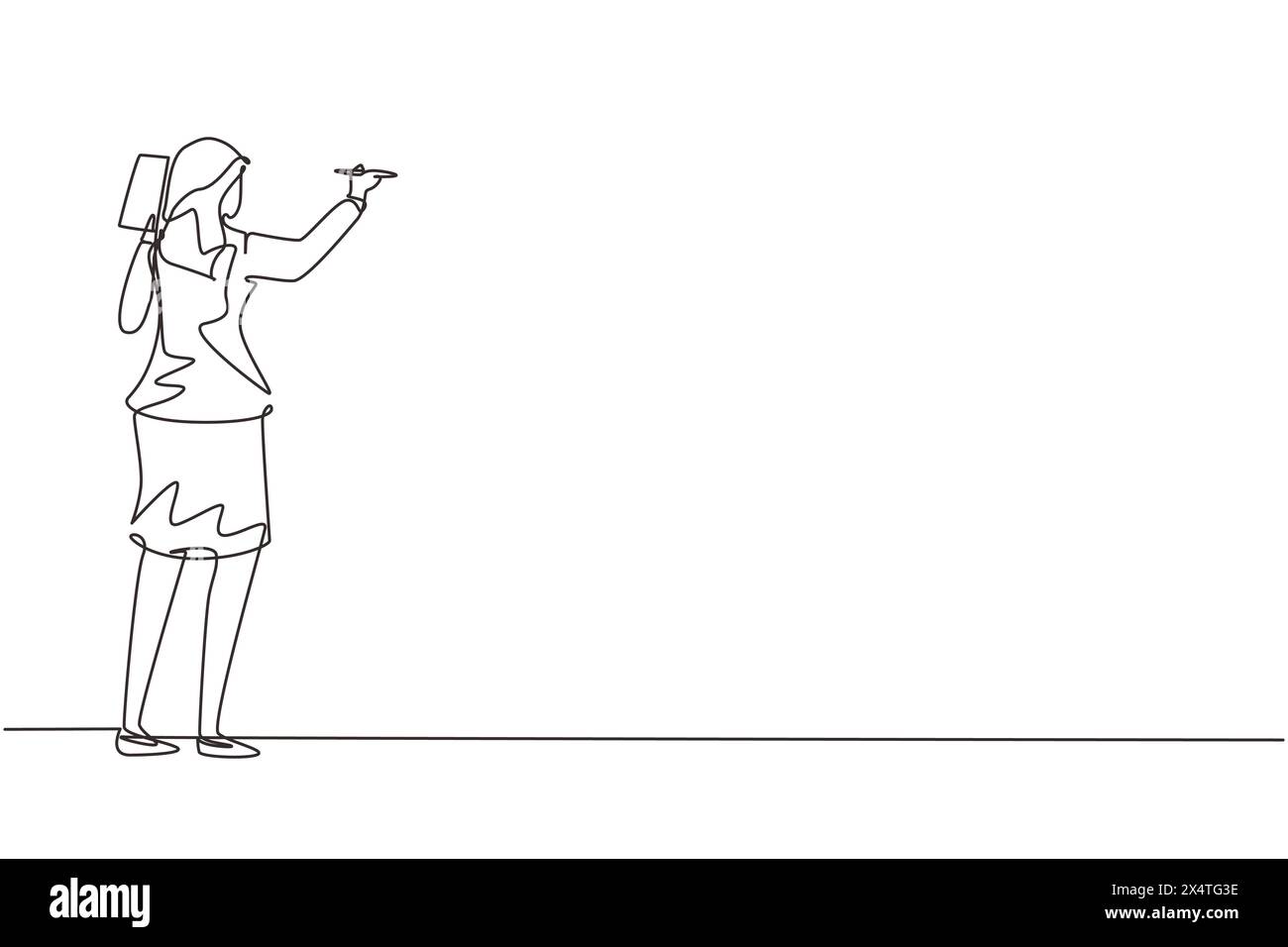 Single continuous line drawing business school professor teaching ...