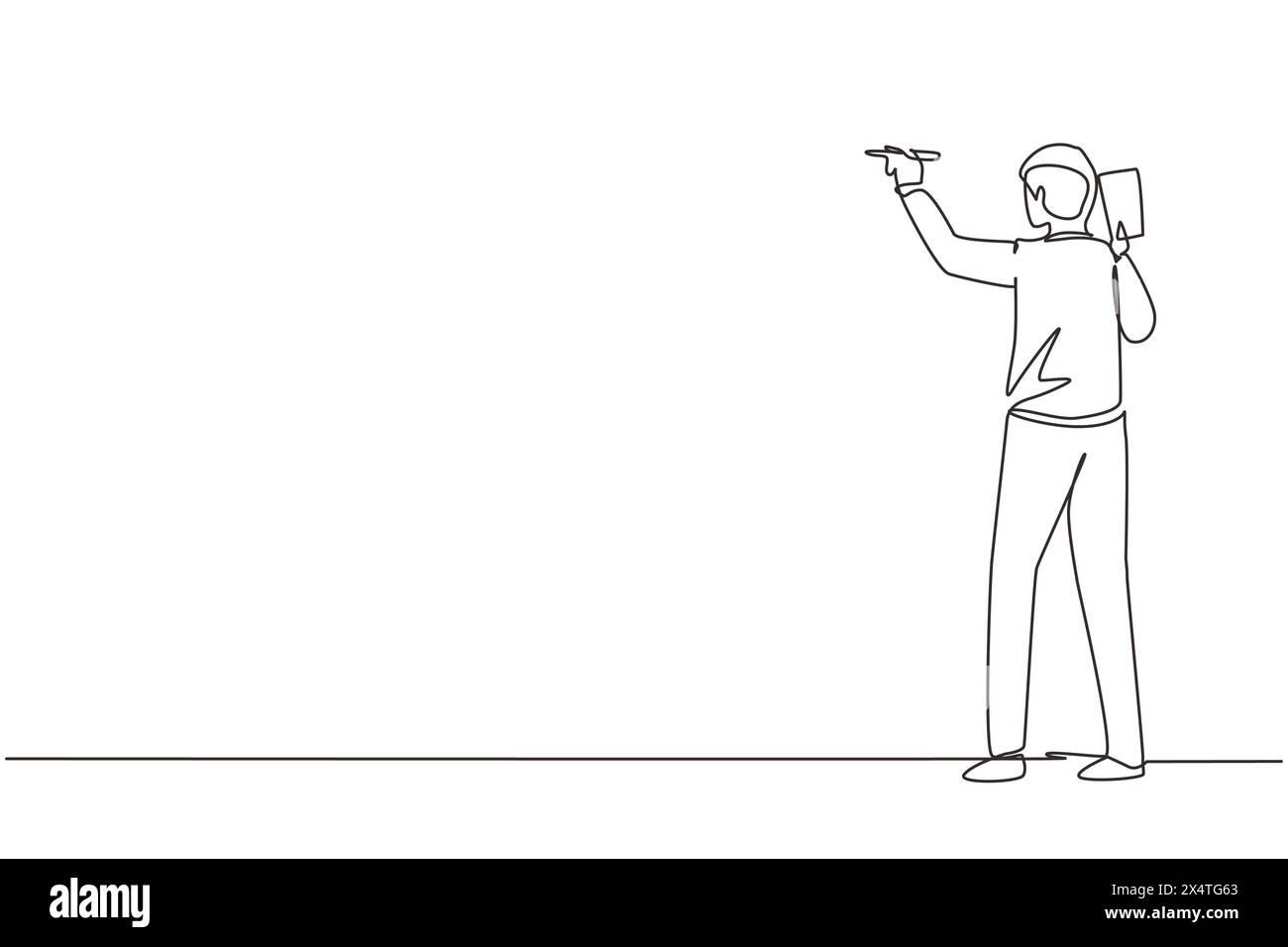 Single continuous line drawing business school professor teaching ...