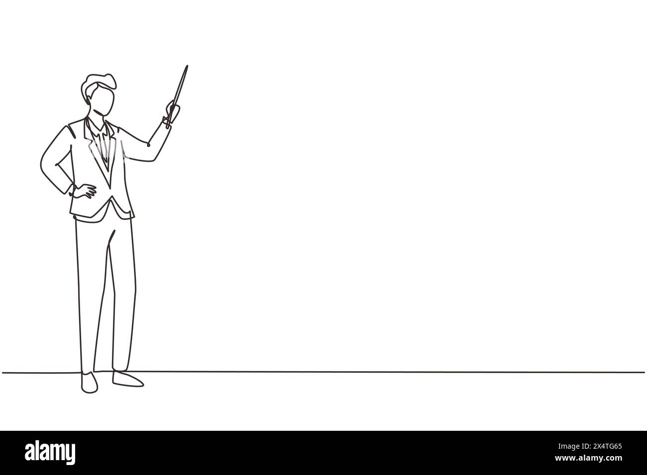 Single continuous line drawing confident teacher, mentor, trainer ...