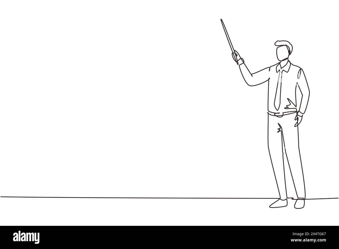 Single one line drawing male teacher, professor standing in front of ...