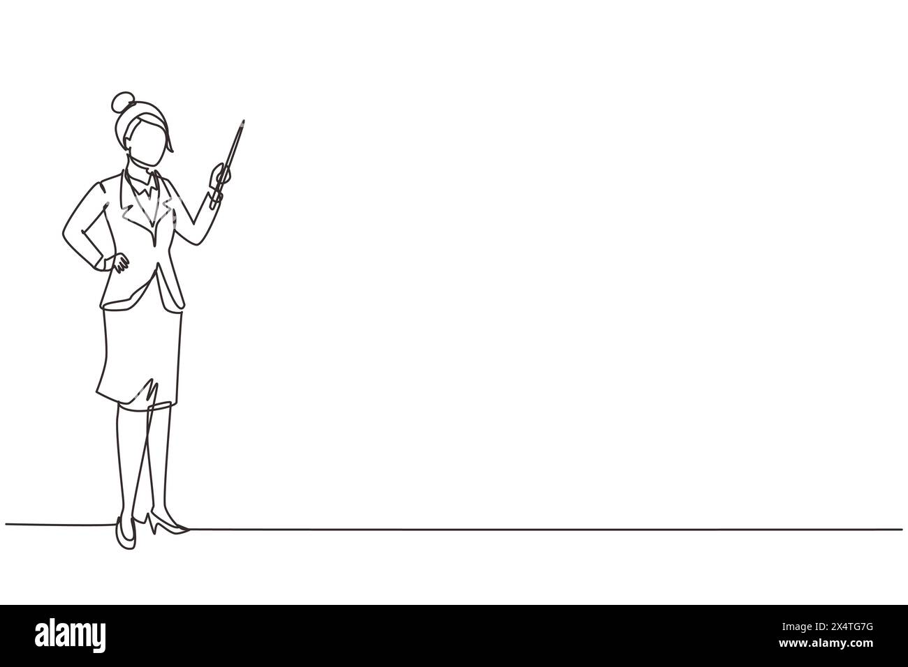 Single one line drawing confident woman teacher, mentor, trainer ... Single one line drawing confident woman teacher, mentor, trainer ...