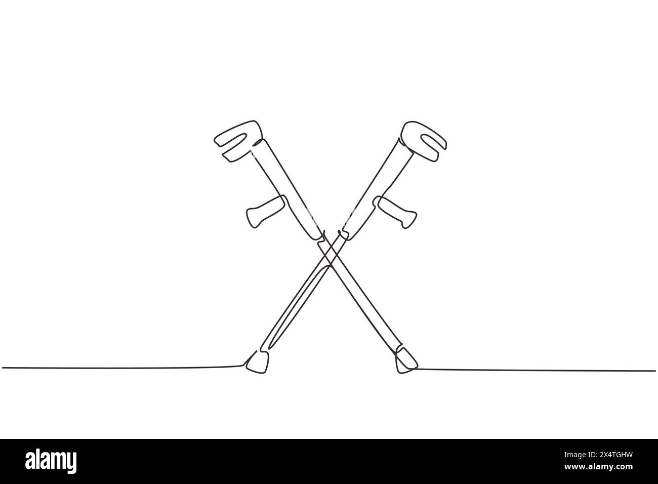 Single one line drawing crutches icon. Elbow crutch, telescopic metal ...