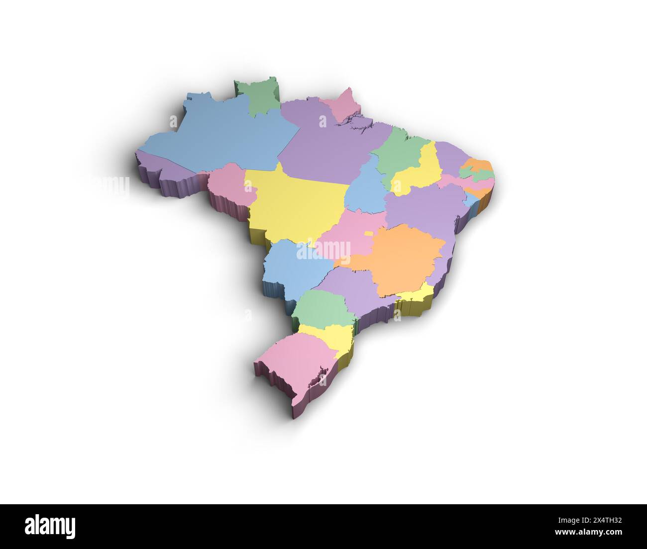 3d Brazil color map illustration white background isolate Stock Photo ...